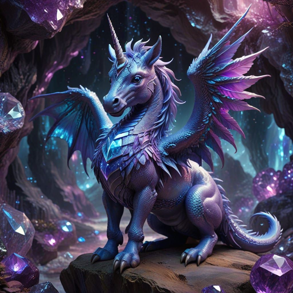 cute iridescent dragon-unicorn - Iridescent Unicorn-Dragon i...