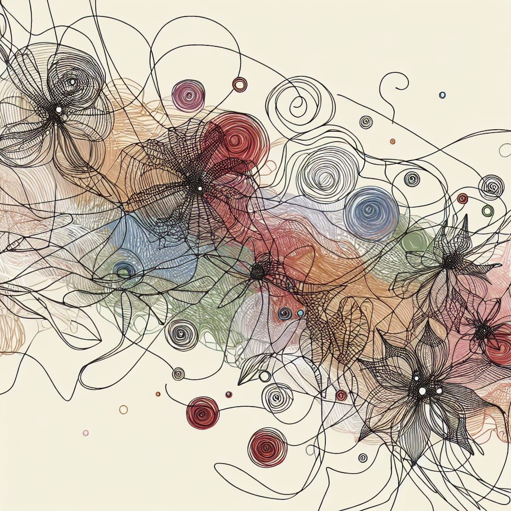 Elegant Spider Silk Line Art with Subtle Colors - AI Art