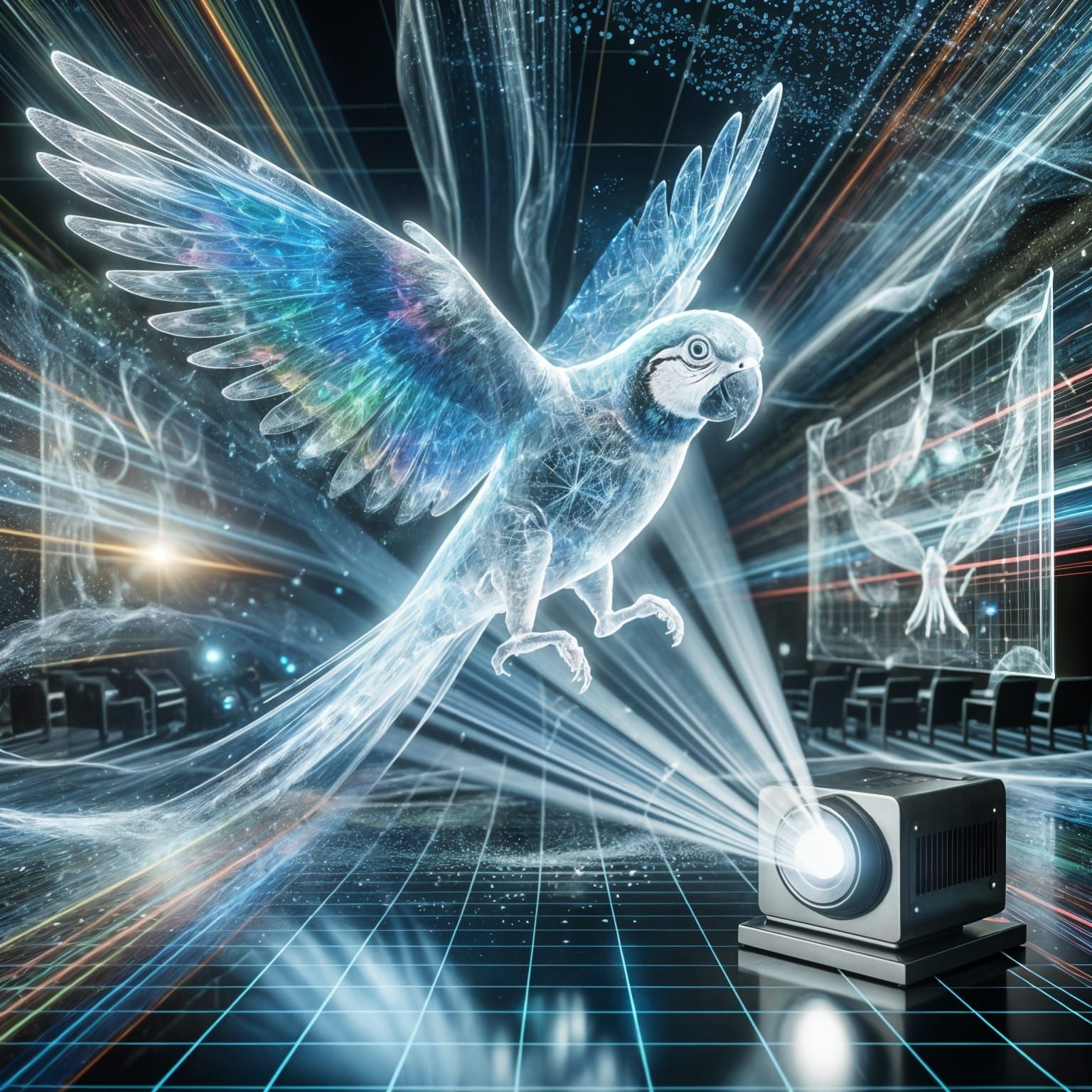 Parrot Projection - Holographic Parrot Dances in Futuristic ...