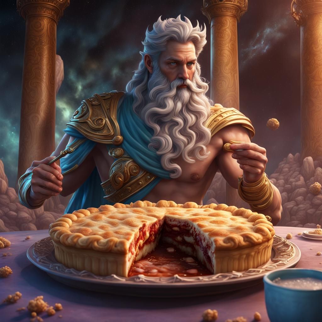 zeus eating pie - AI Generated Artwork - NightCafe Creator