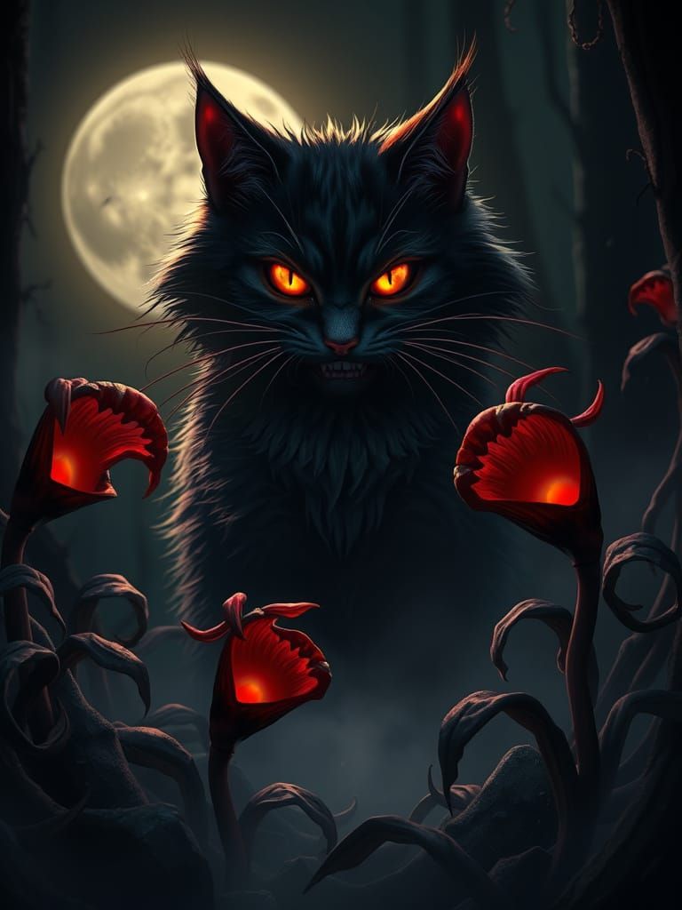 Dangerous Cat - Menacing Feline in Dark Fantasy Realm