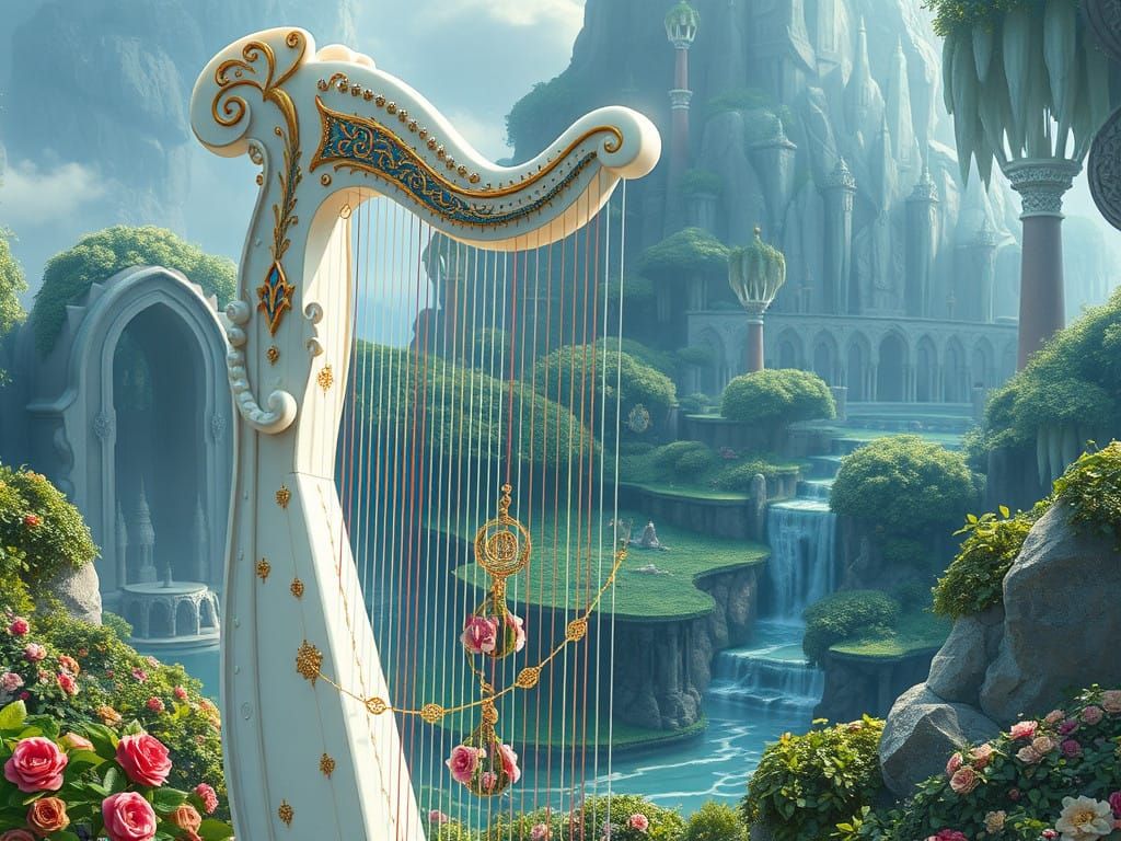 The wind magic harp - Ethereal Harp in Mystical Shamballah L...