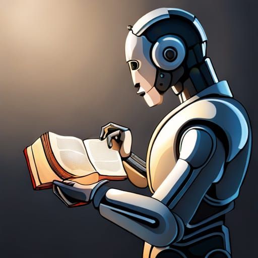 Reading robots - AI Generated Artwork - NightCafe Creator