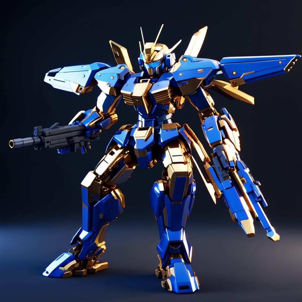 Gold blue Mecha - AI Generated Artwork - NightCafe Creator