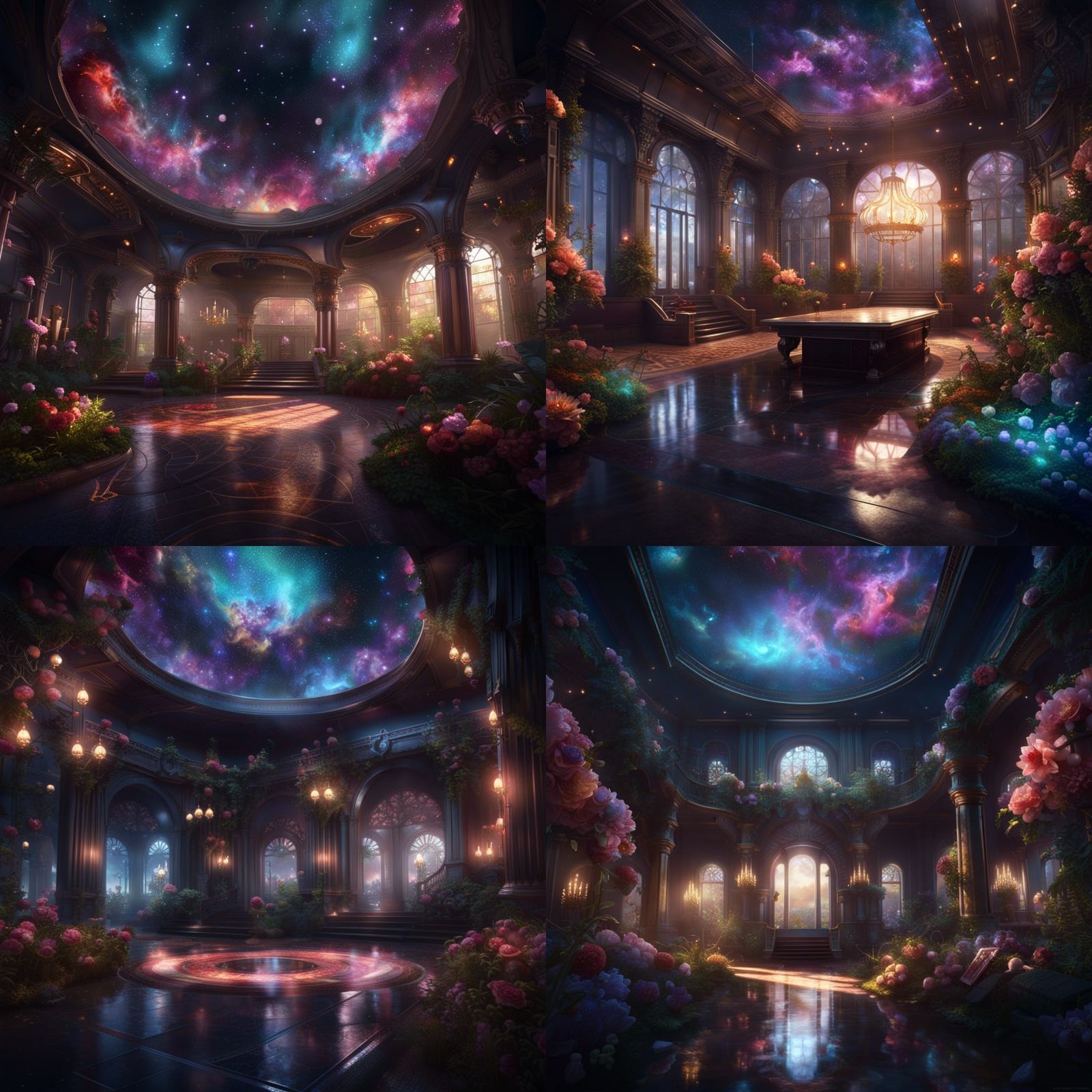 fantasy ballroom space cosmos nebula garden - AI Generated Artwork ...