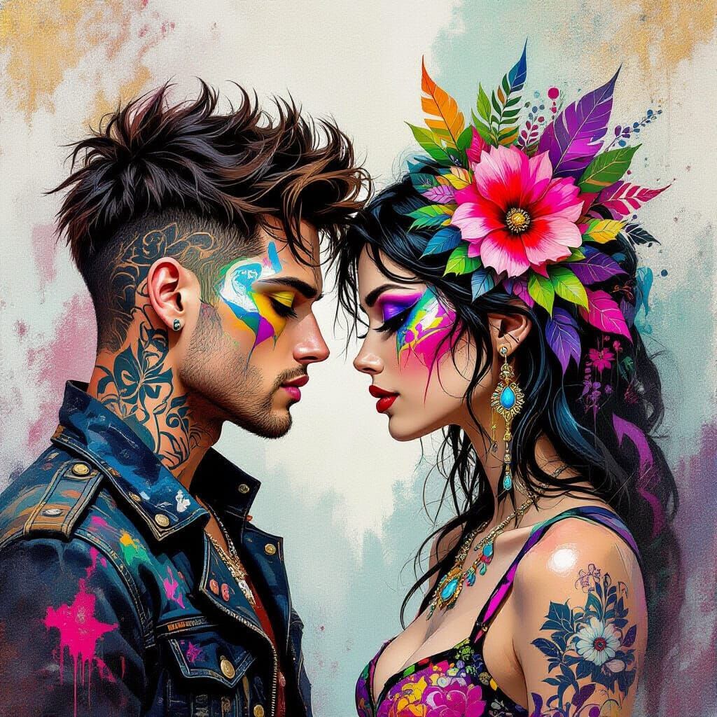 Androgynous Polychromatic Figure in Graffiti Stree... - AI Art