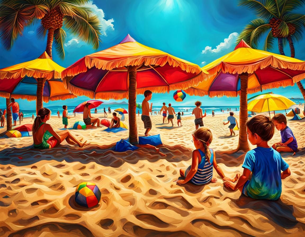 Summer fun with hot breeze but cool waters on the beach and feet full ...