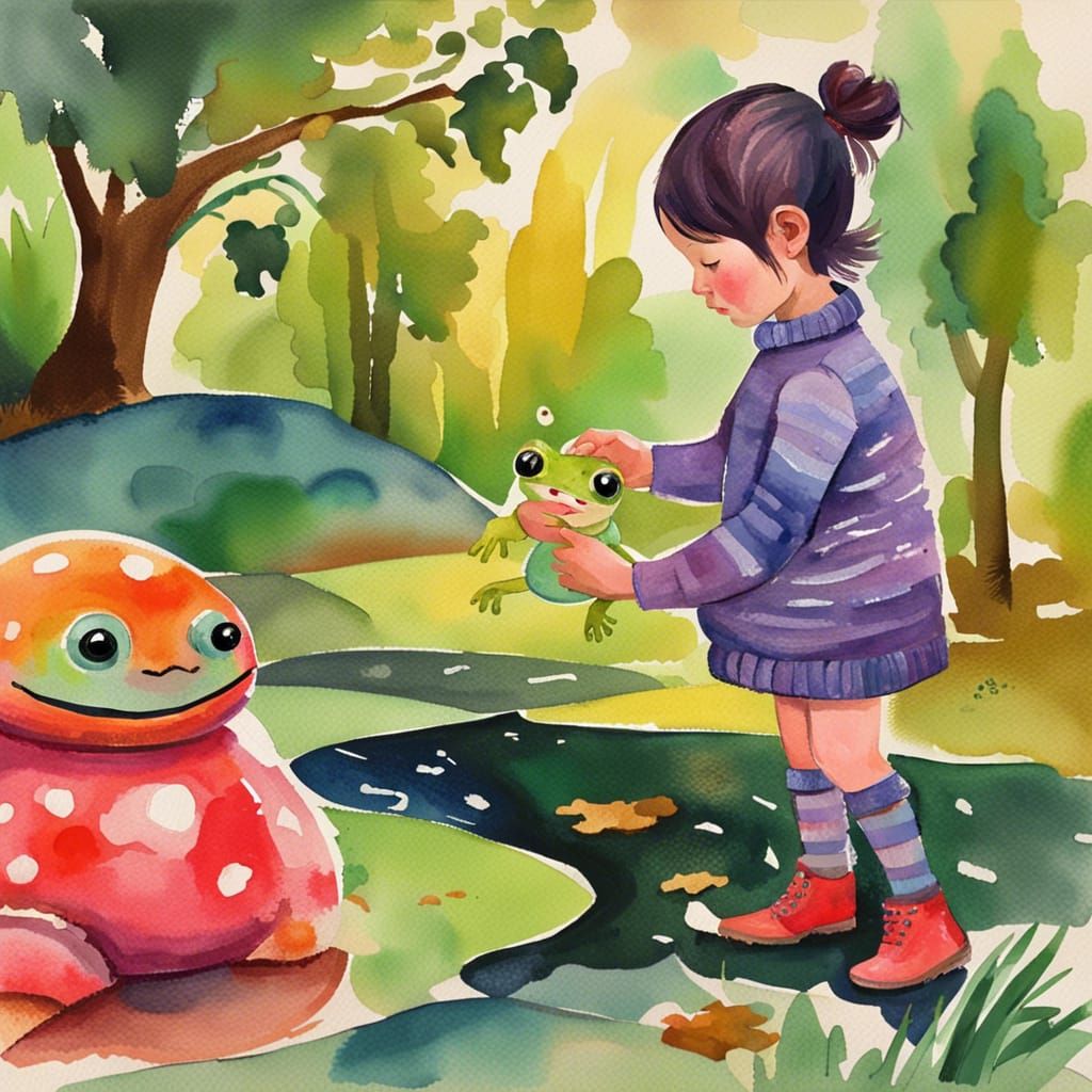 Playing with frogs - AI Generated Artwork - NightCafe Creator