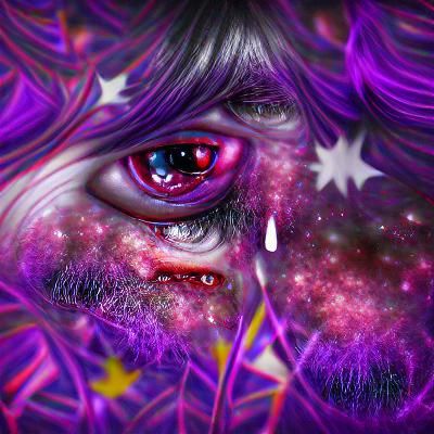 white purple eyes crying bloody tears - AI Generated Artwork ...