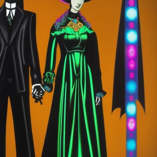 A man standing with skinny woman. They are both wearing formal clothes ...