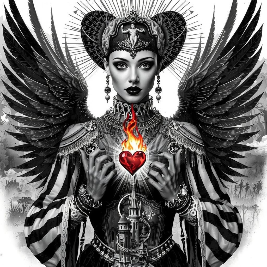 infrared multiple negative print enchanted Fairy tale castle, faces of ...