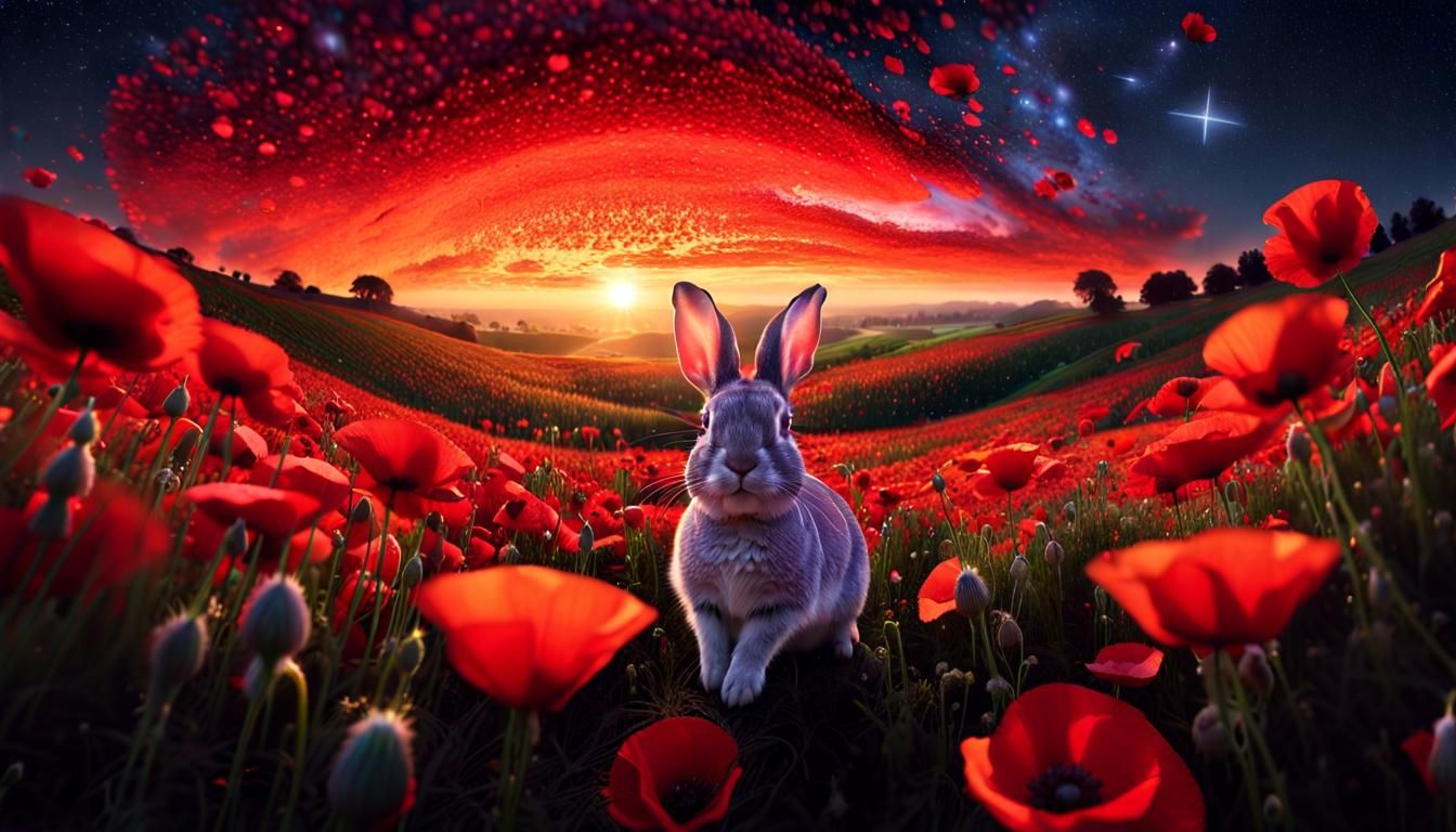 The Rabbit and The Poppy - AI Generated Artwork - NightCafe Creator