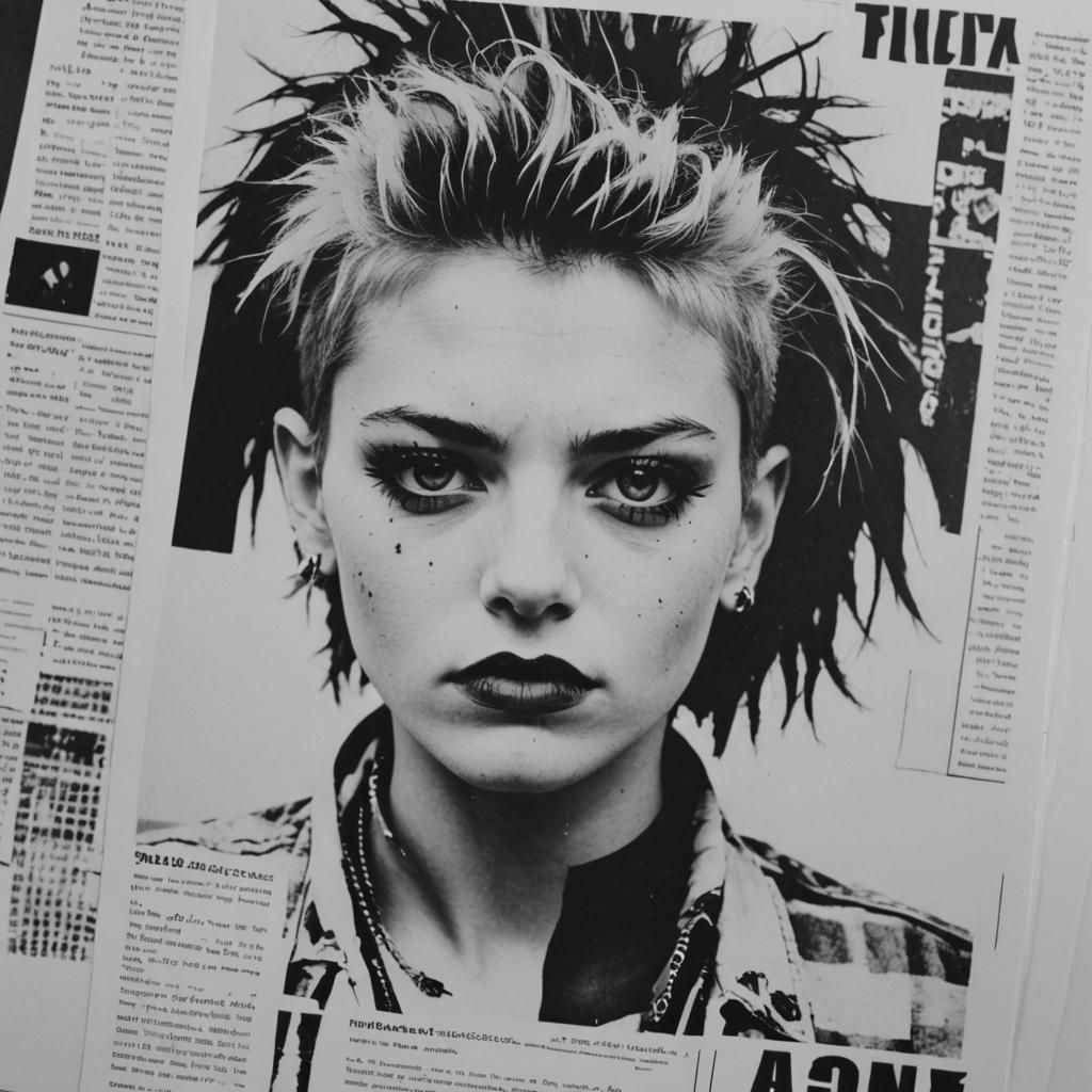 Fake punk zine, no text, xerox print, black and white.. - AI Generated ...