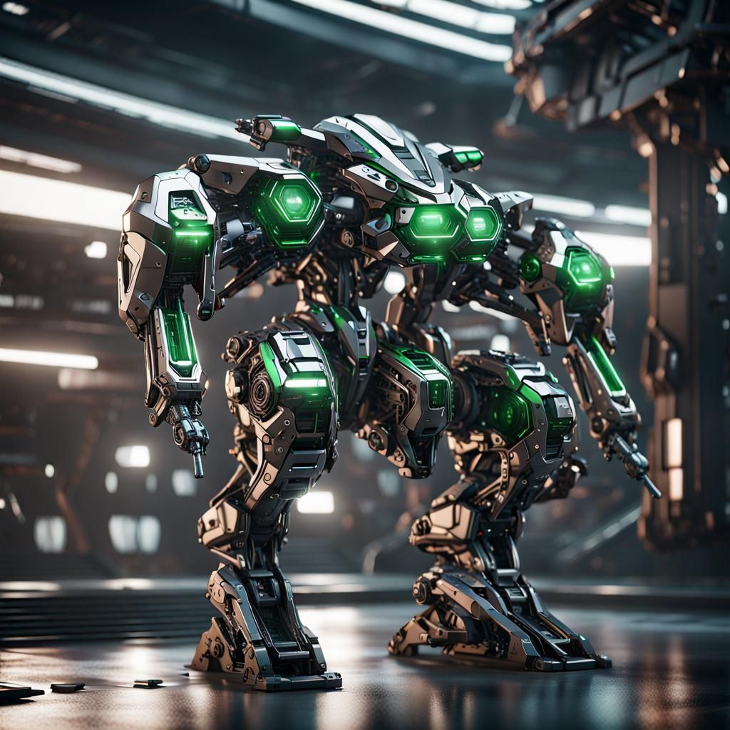 Une kawasaki futuriste intricate mech details, ground level shot, 8K ...