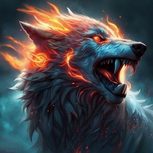 Spirit wolf with fire magic - AI Generated Artwork - NightCafe Creator
