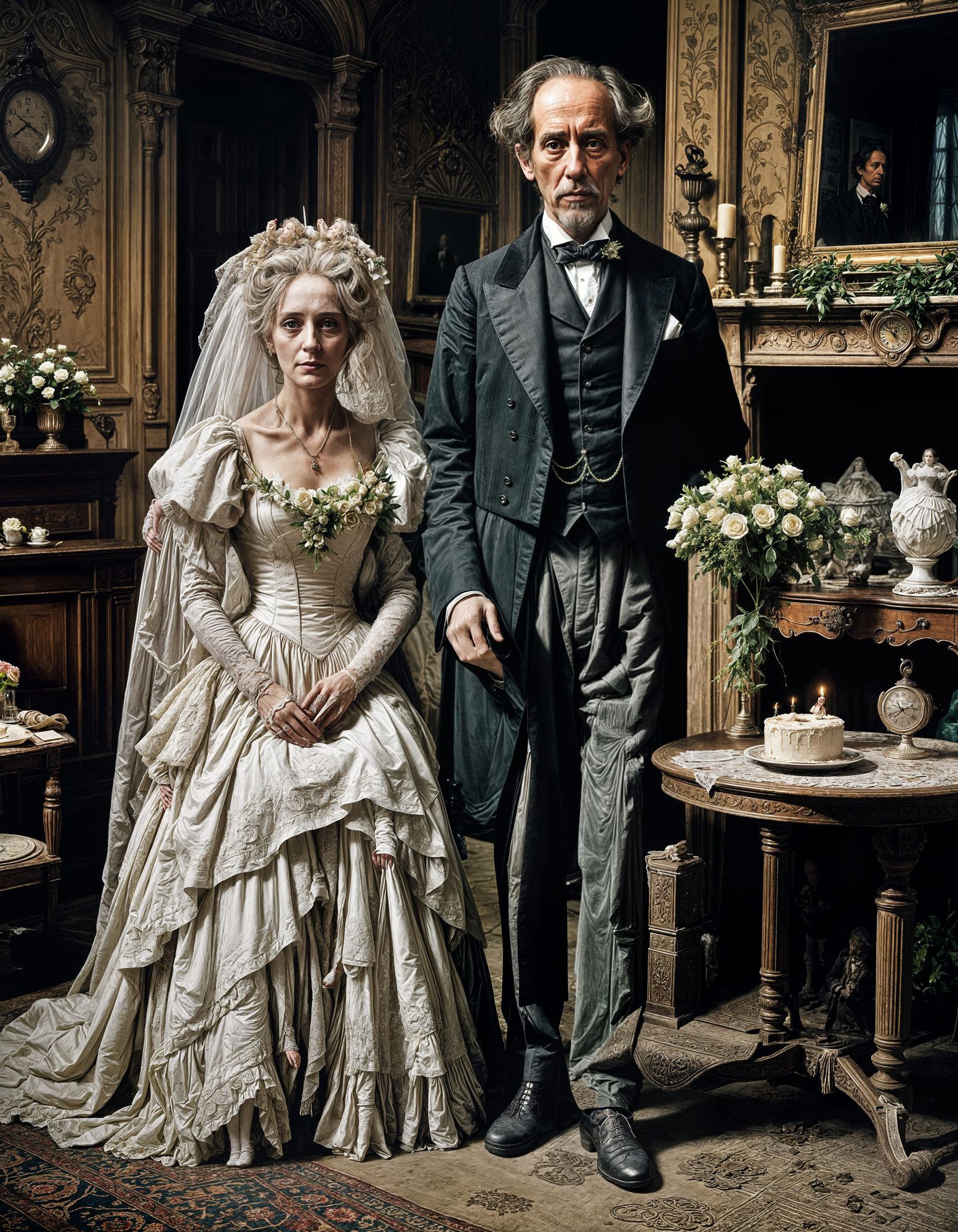 Charles Dickens standing beside sitting Miss Havisham. Humiliated and ...