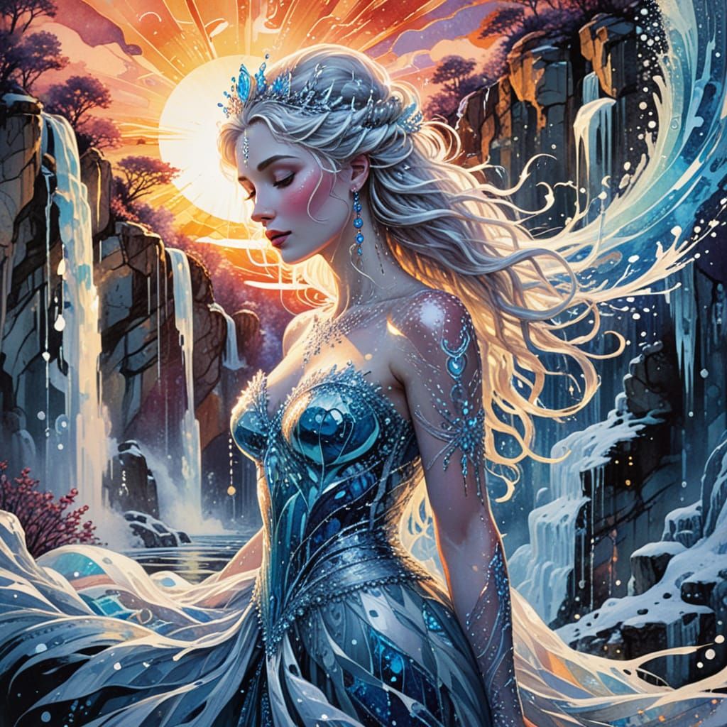 Elemental Princess at the Waterfalls