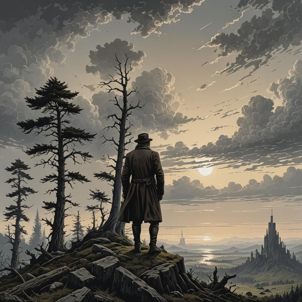 Pixel Art Ink Drawing in Neo-Romantic Style - AI Art