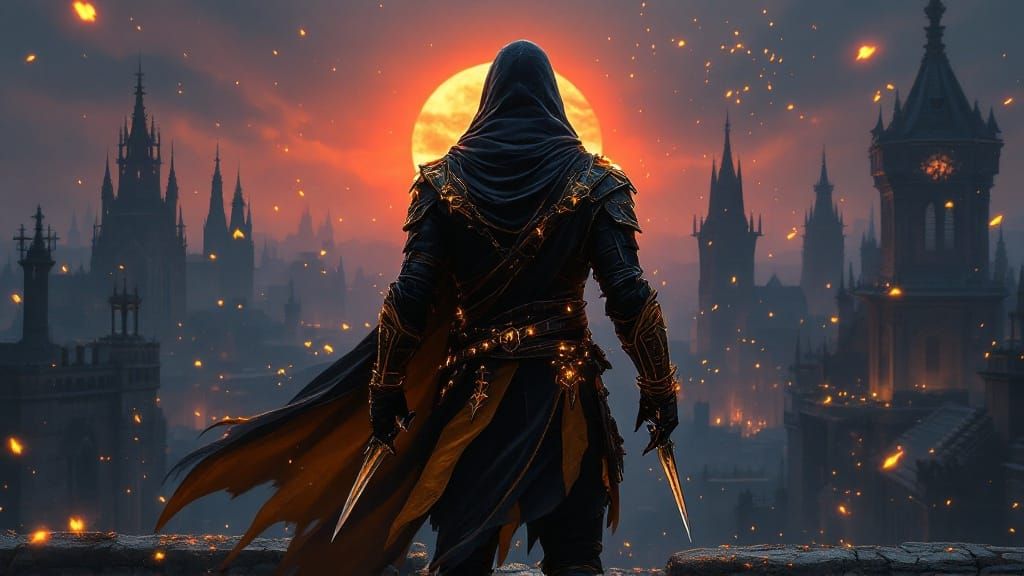 Dark Assassin Scorpion in Medieval Fantasy Citysca... - AI Art