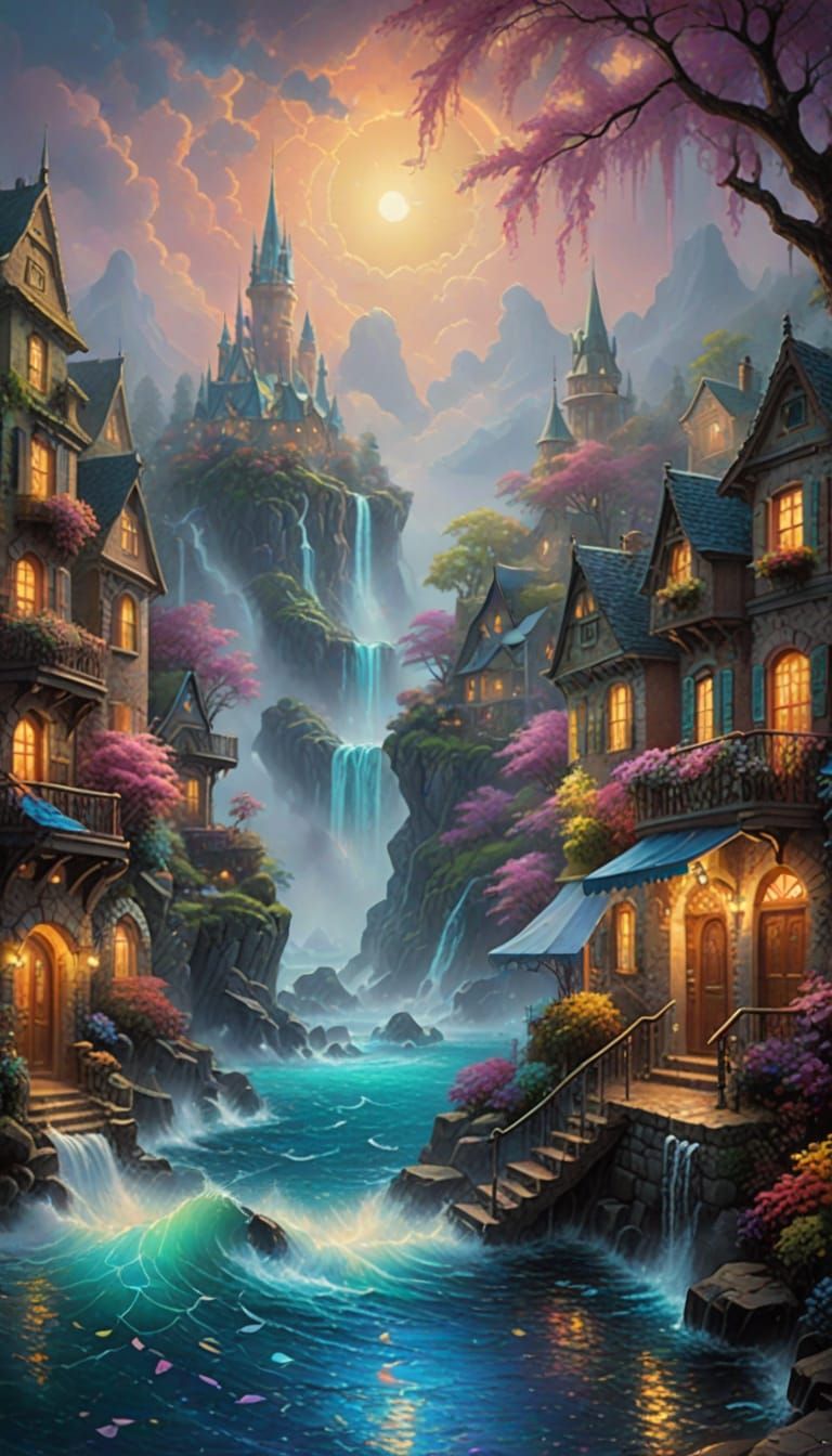 Vibrant Neon Tears Fall into the Ocean in an Ether... - AI Art