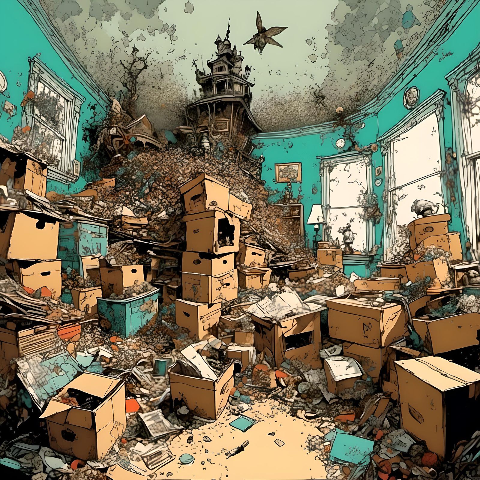 moving in, moving out, renovating, hoarding - AI Generated Artwork ...