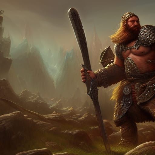 Long bearded wild barbarian in armor wielding dual axes - AI Generated ...