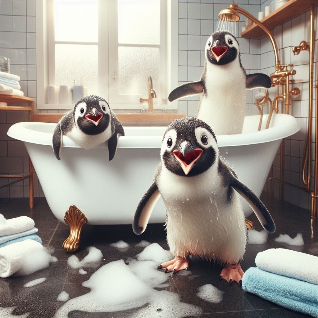 Playful Penguins - AI Generated Artwork - NightCafe Creator