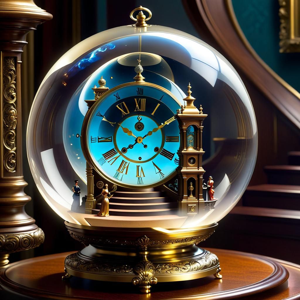 Clock in a glass sphere - AI Generated Artwork - NightCafe Creator
