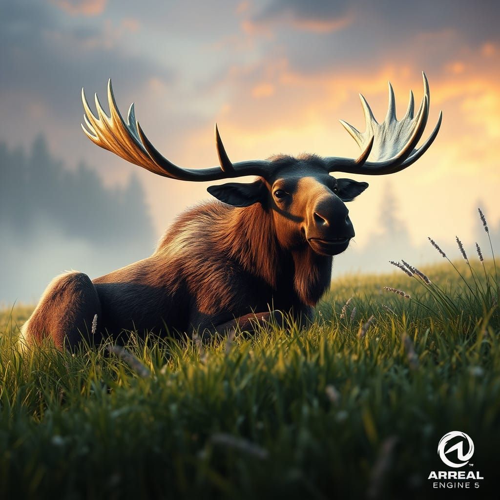 Moose lying in high grass - Moose lying in high grass