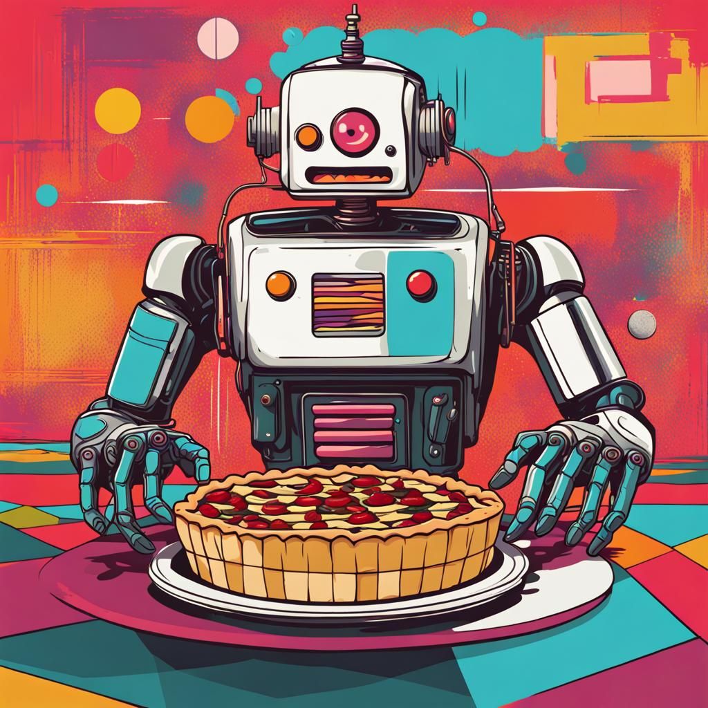 A robot serving pie.