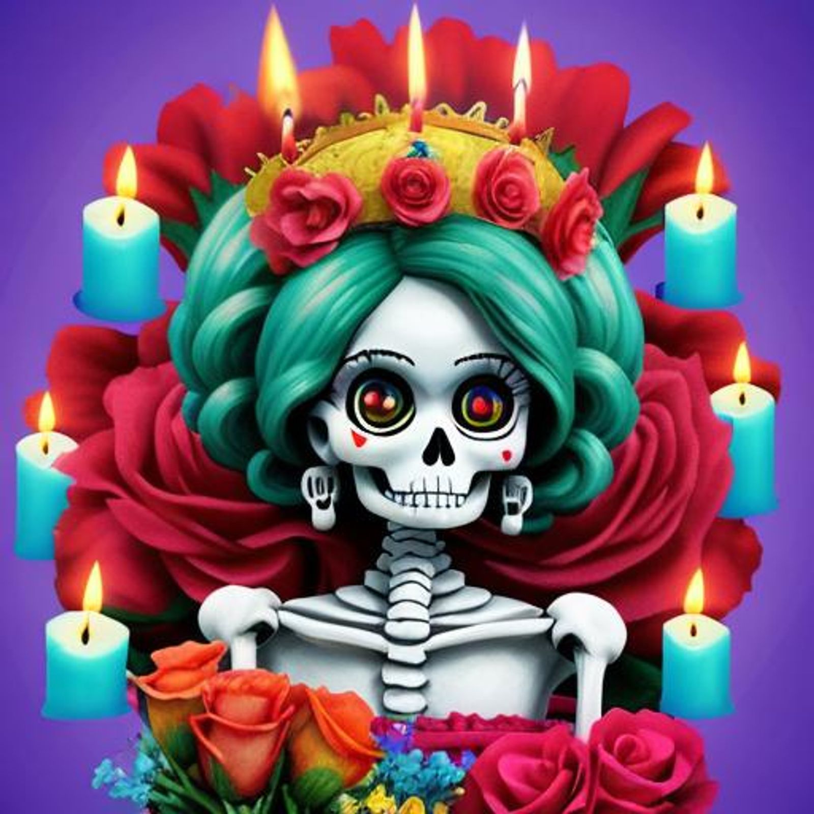 cute skeleton skull barbie betty boop doll as virgin de guadalupe with ...