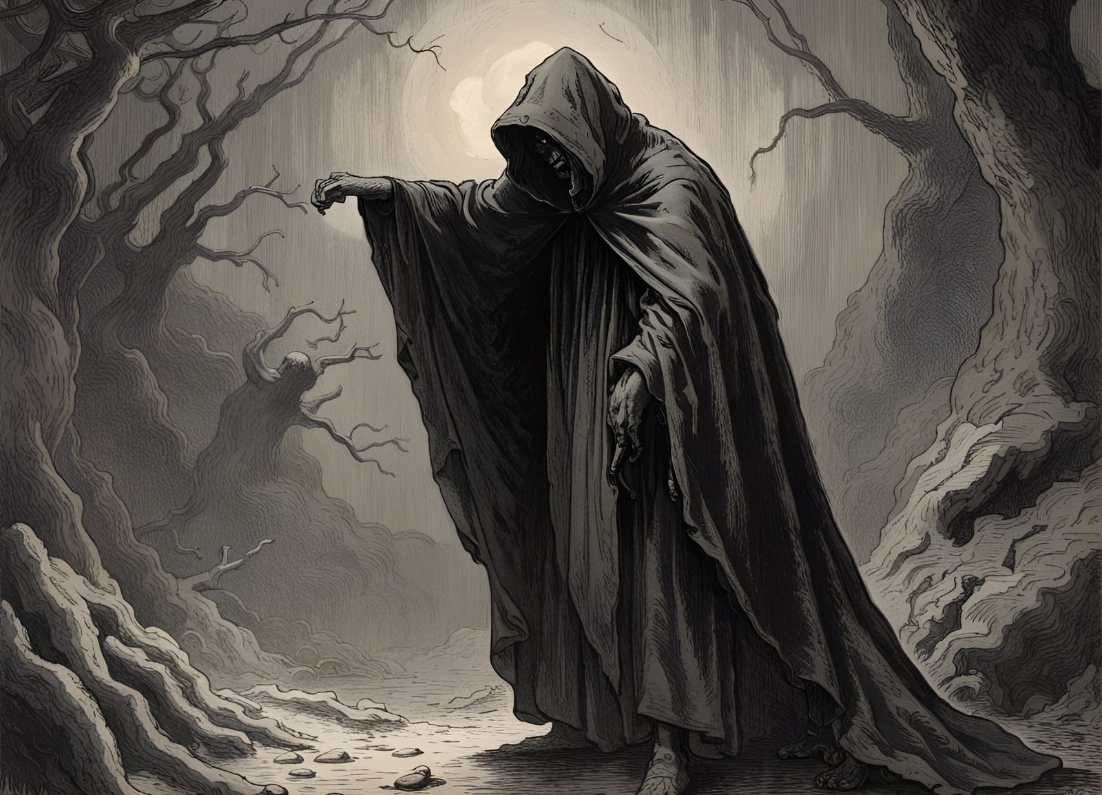 hooded creature standing menacingly - AI Generated Artwork - NightCafe ...