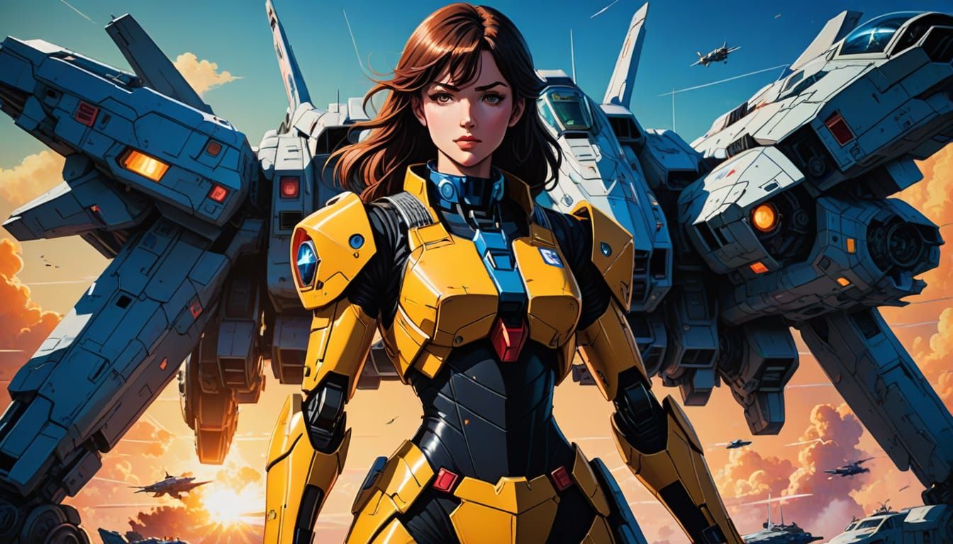 Sultry Female Pilot in Iconic Robotech Valkyrie Fi... - AI Art