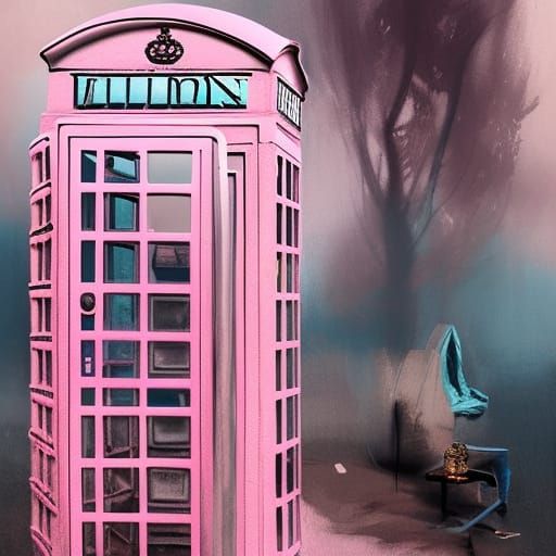 Pink London Phone Box #5, Masterplayer - AI Generated Artwork ...