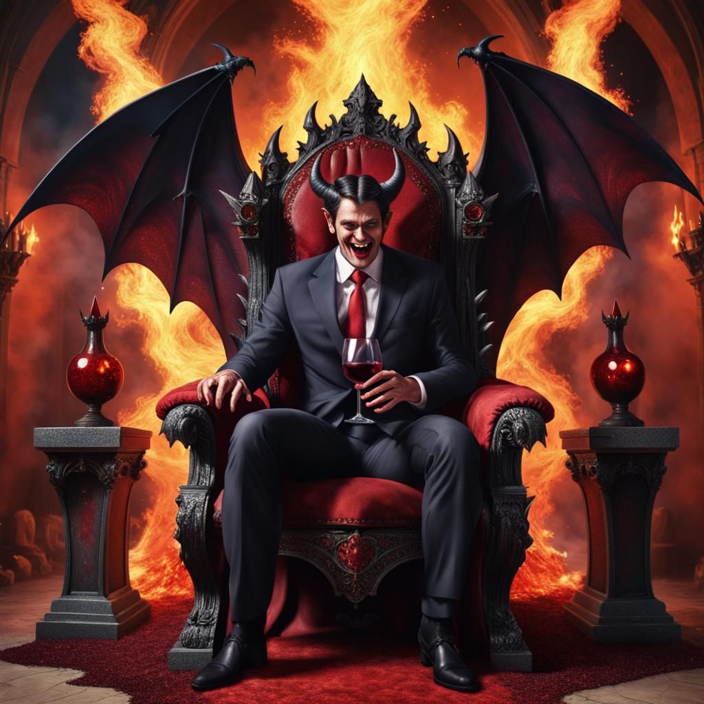 Devil on His Throne Having a Drink - AI Generated Artwork - NightCafe ...