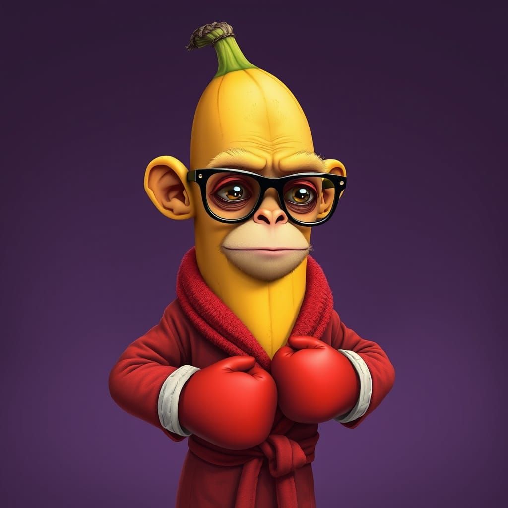 Weird boxing banana - Mœbius-Inspired Banana Boxer