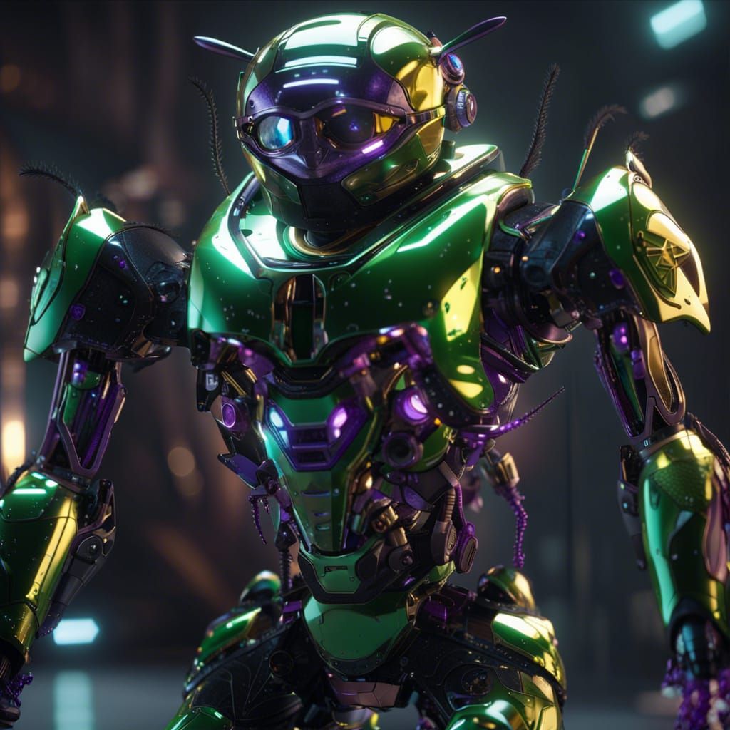 robot,magnificent mini Cyborg dragonfly detailed shiny purple mirror 3d ...