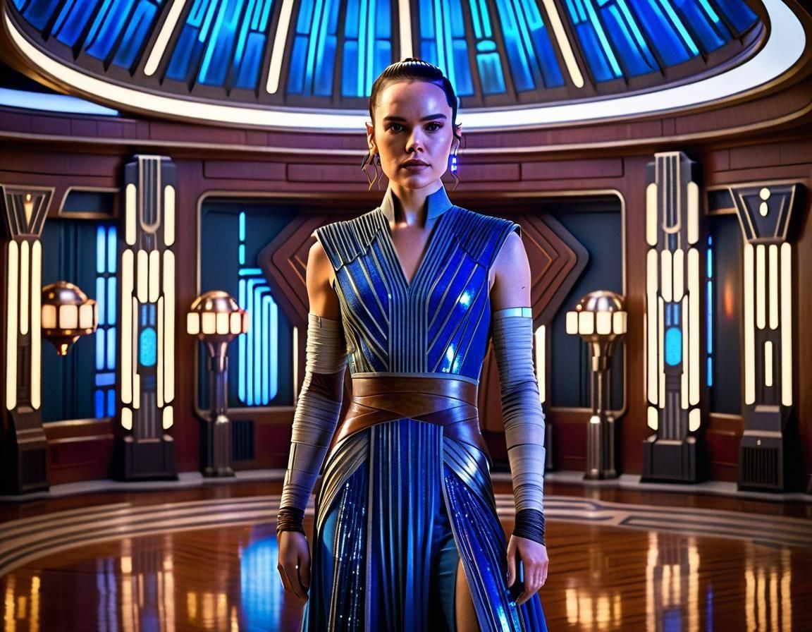 Rey Skywalker has donned a blue glass dress for a special occasion ...