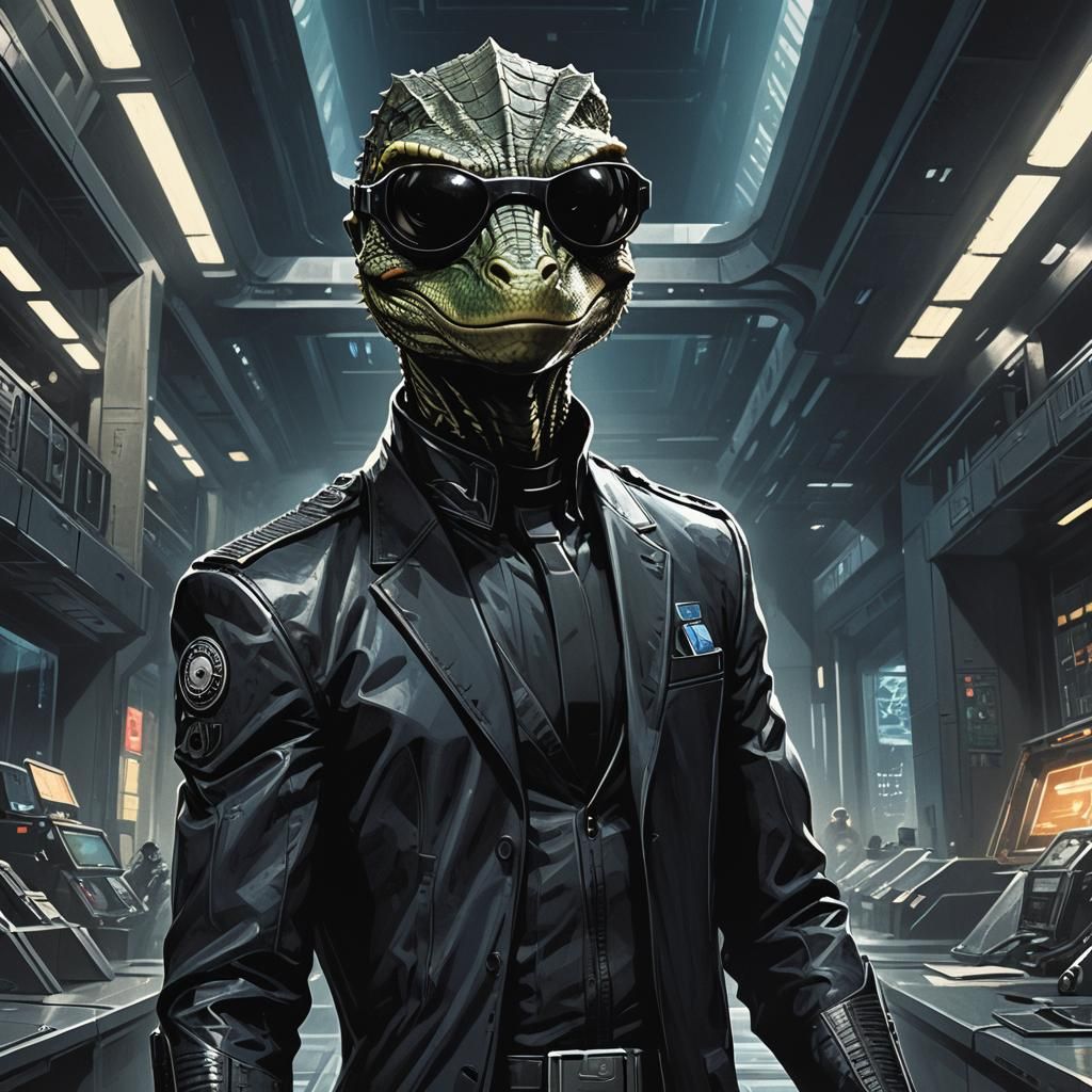 Space Lizard Government Agent - AI Generated Artwork - NightCafe Creator