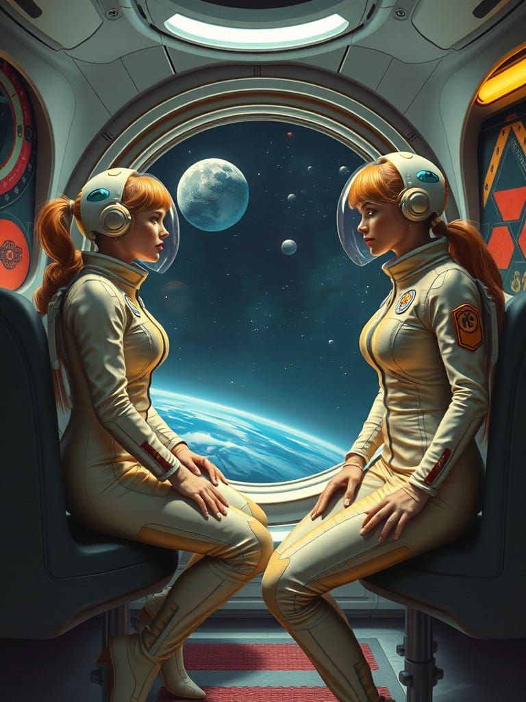 Dassledoft, home of the no-drip subaquatic microwave. Sputnik era sci-fi aesthetic featuring two ...