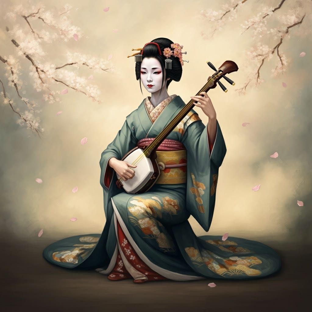 Geisha Lady playing music (variations)