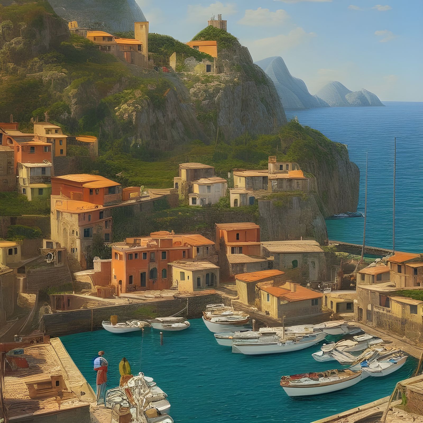 Small town on the coast of Italy - AI Generated Artwork - NightCafe Creator