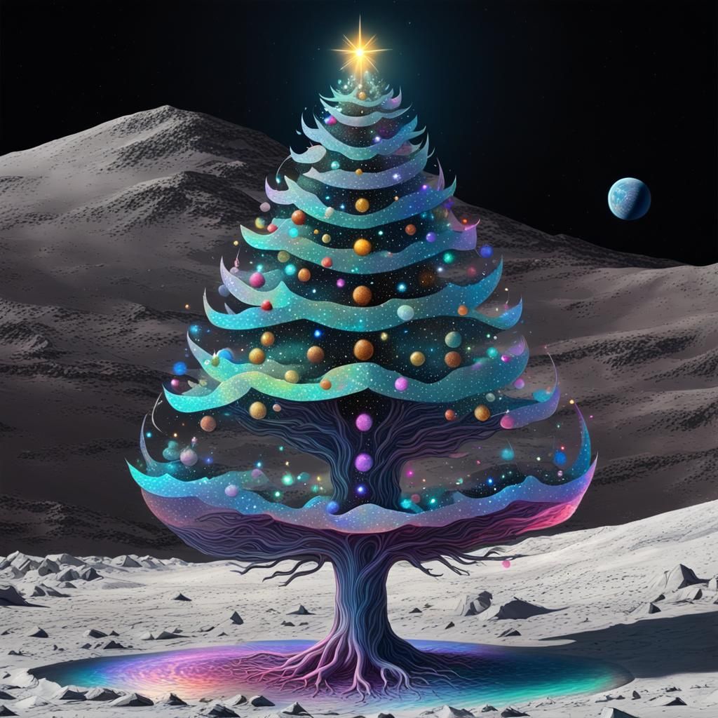 Cosmic christmas tree on the moon - AI Generated Artwork - NightCafe ...