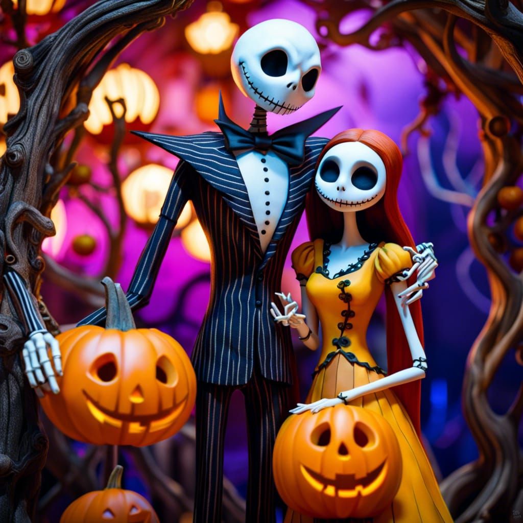 Jack Skellington and Sally - AI Generated Artwork - NightCafe Creator