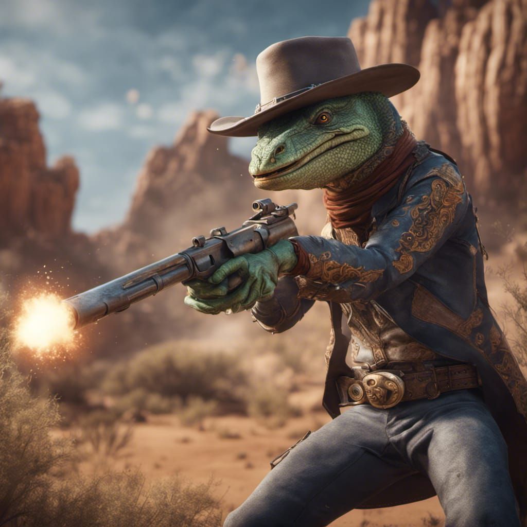 Lizard Cowboy - AI Generated Artwork - NightCafe Creator