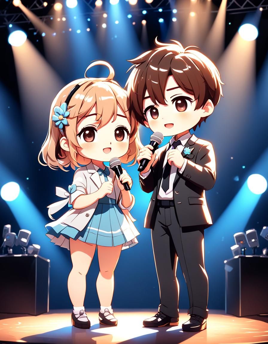 Chibi Boy and Girl work as Emcee at the Event - AI Generated Artwork ...