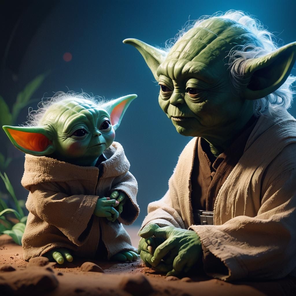 Yoda and Grogu, Father and son - AI Generated Artwork - NightCafe Creator