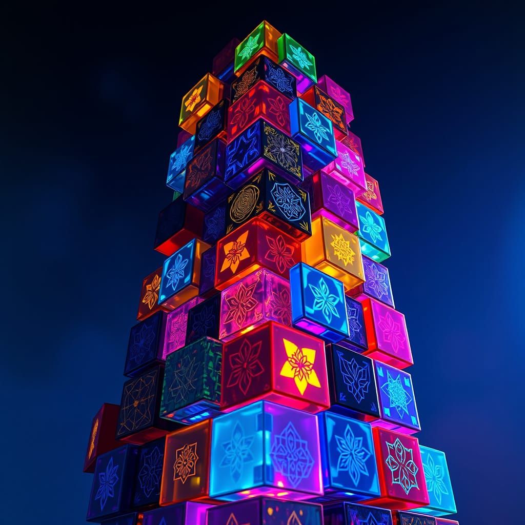Cubes - Vibrant Cosmic Cubes Tower
