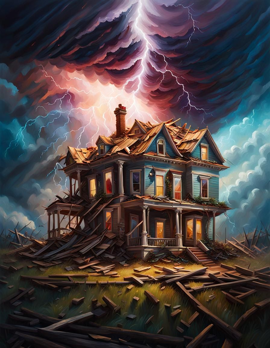 Total destruction in 1 tornado - AI Generated Artwork - NightCafe Creator