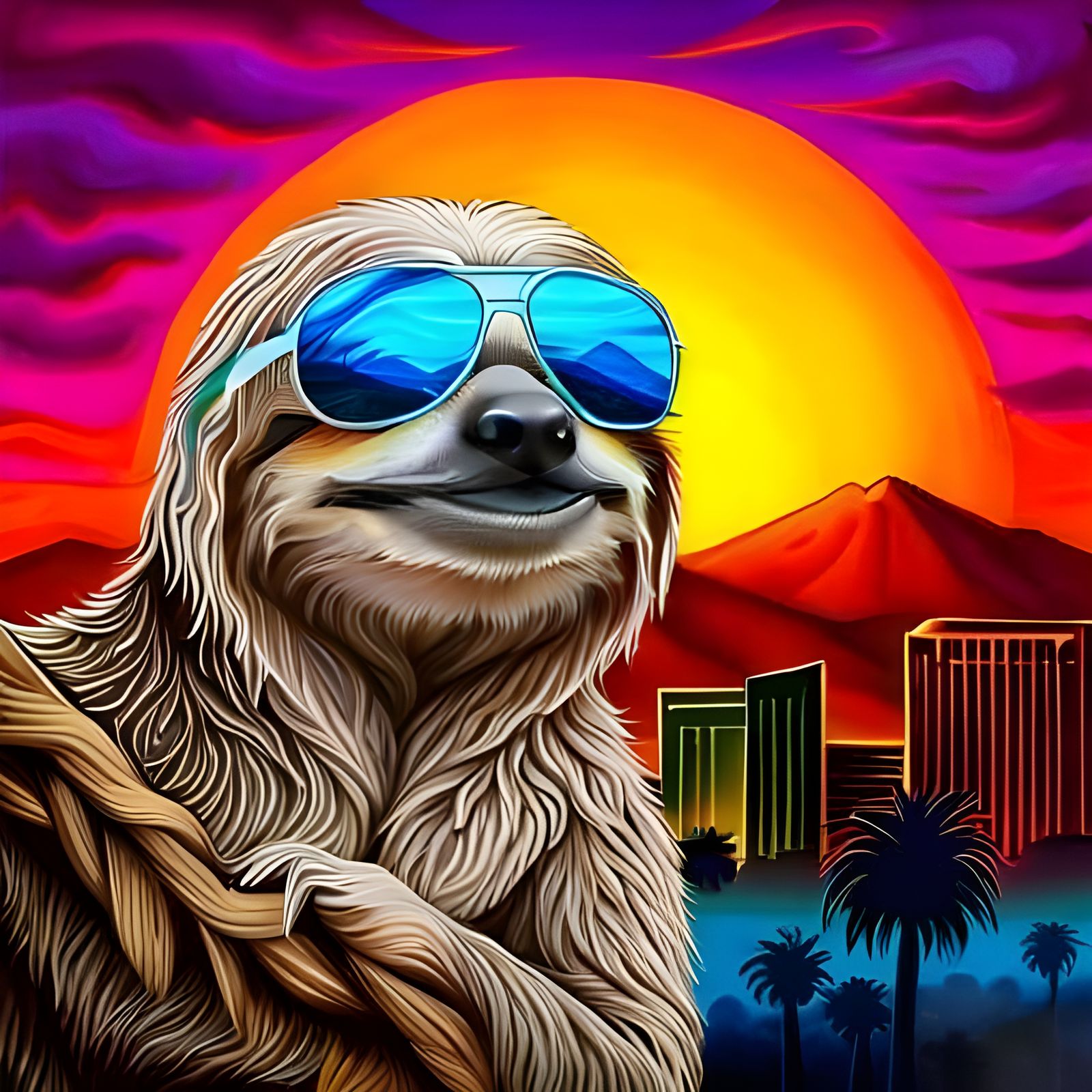 Vegas Sloth - AI Generated Artwork - NightCafe Creator